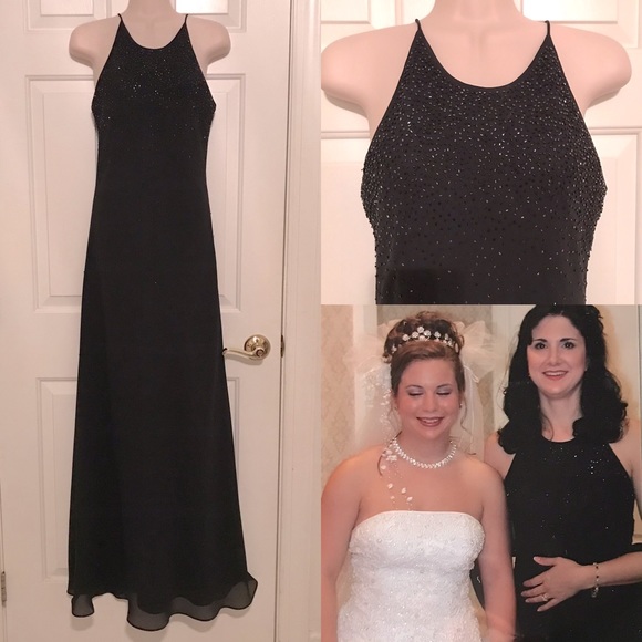 Chelsea Niles | Dresses | Black Beaded Formal Prom Gown | Poshmark